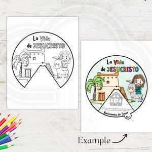 The Life of Jesus Christ Coloring Wheel IN SPANISH | Bible Story Wheel ...