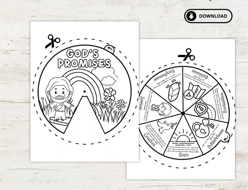 Promises of God Coloring Wheel, Bible Coloring Wheel, Printable Bible ...