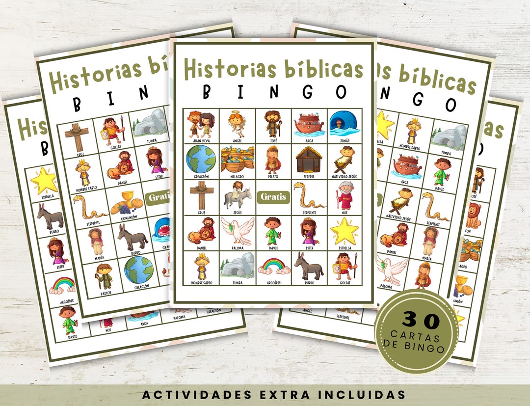 Bible Bingo SPANISH, Bible Stories Bingo, Bible Activity for Kids ...