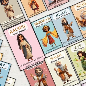 100 Bible Character Educational Cards, Activity for Kids, Christian ...