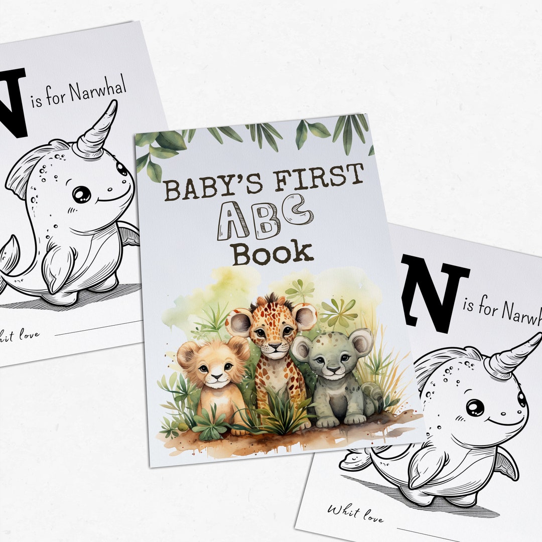 ABC Baby Shower Coloring Book Animal Alphabet Coloring Pages Baby First ...