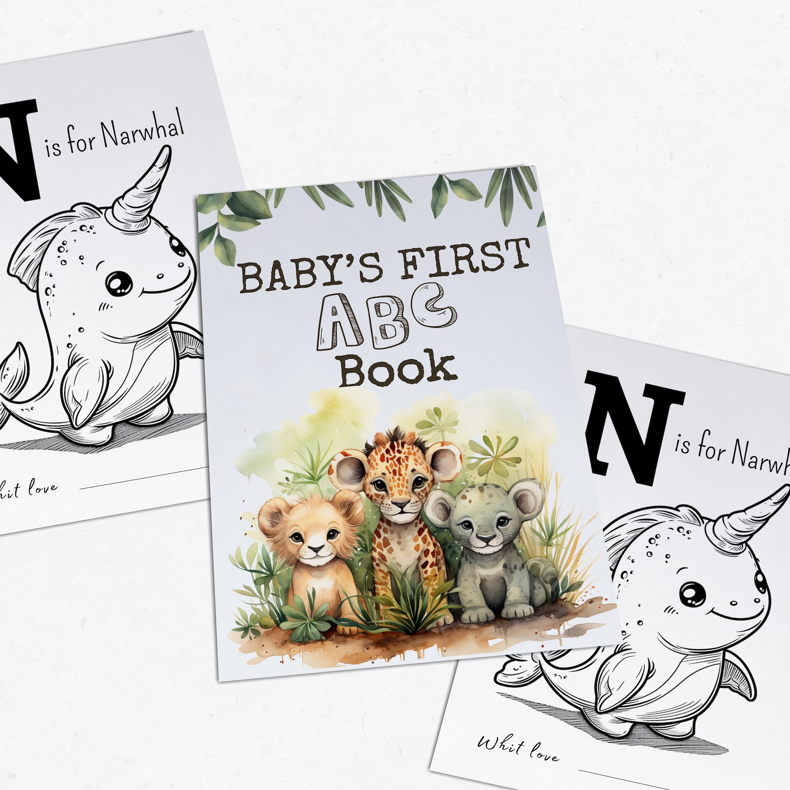 ABC Baby Shower Coloring Book Animal Alphabet Coloring Pages Baby First ...