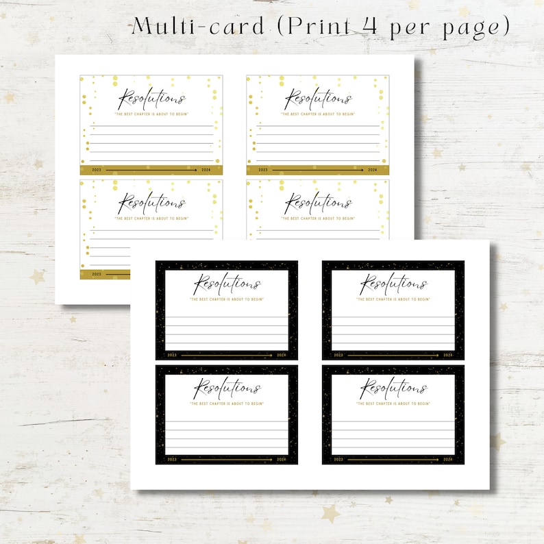 New Years Eve Resolution Cards Printable Instant Download NYE Party ...