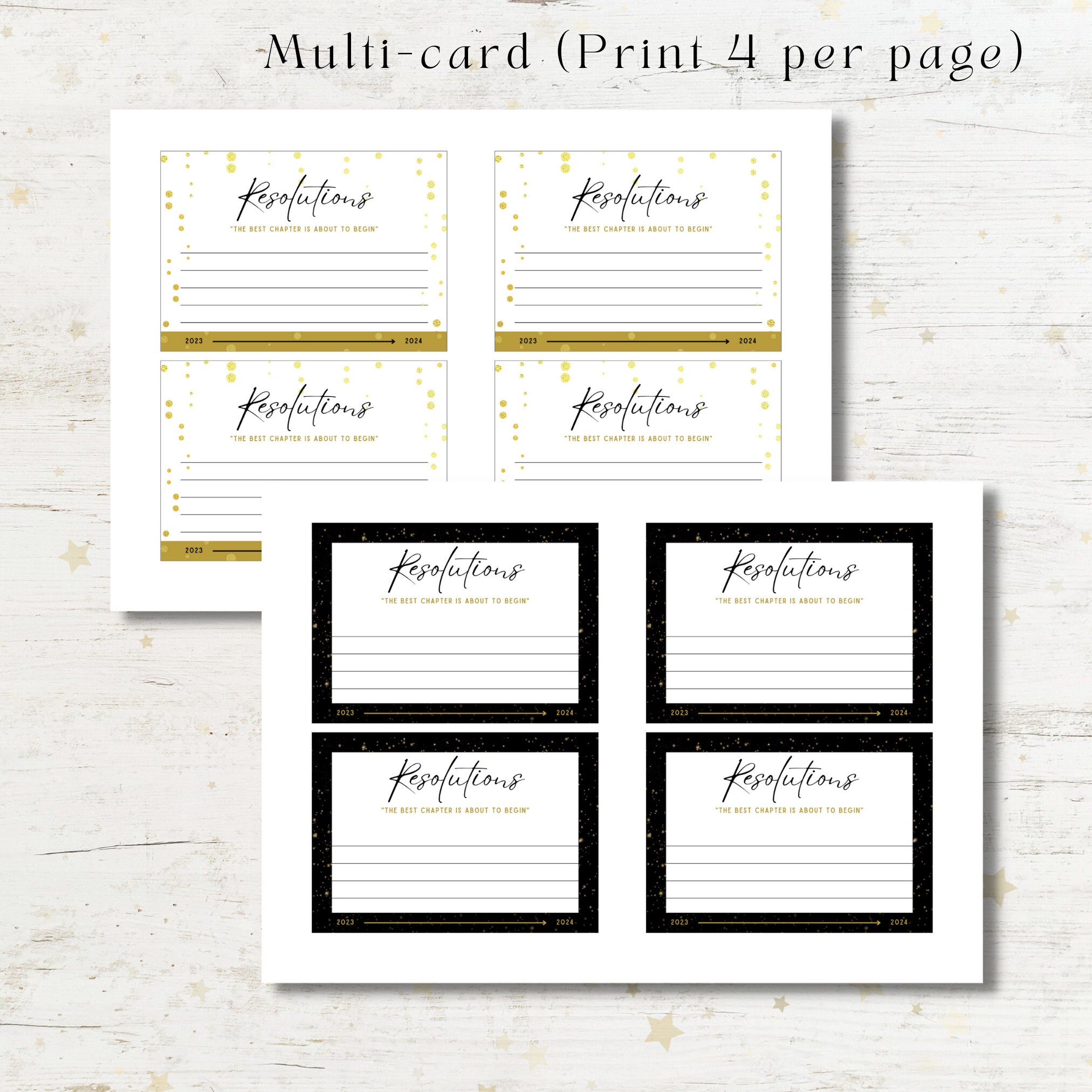 New Years Eve Resolution Cards Printable Instant Download NYE Party ...