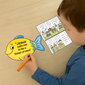 Fisher of Men Craft, Bible Story Activity for Kids, Jesus Calls Peter ...