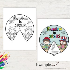 Freedom in Jesus Coloring Wheel, July 4th Coloring Wheel, Printable ...