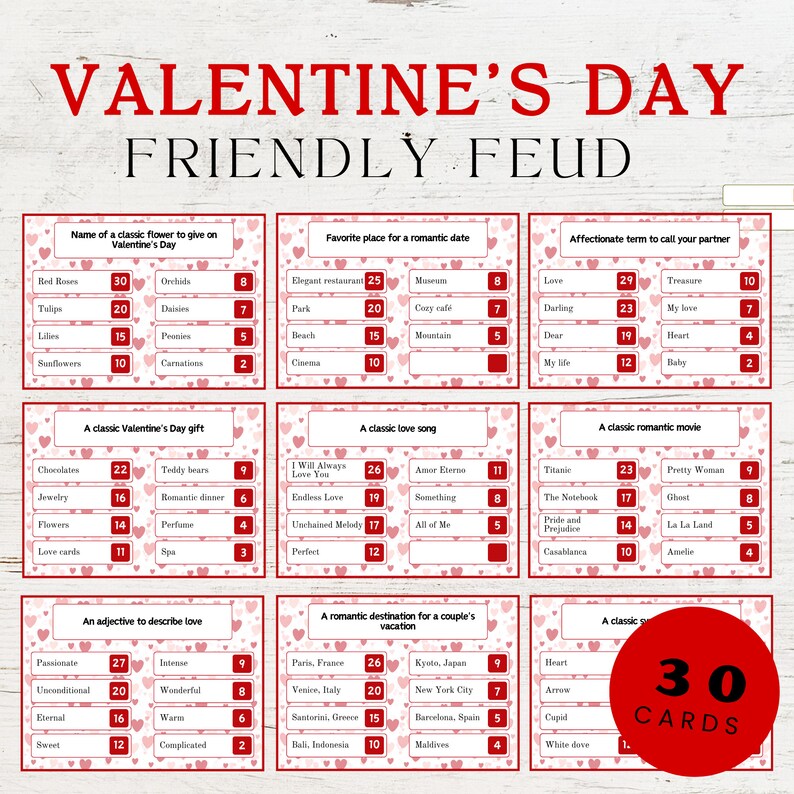 Valentines Day Friendly Feud Valentines Day Party Game Valentines ...