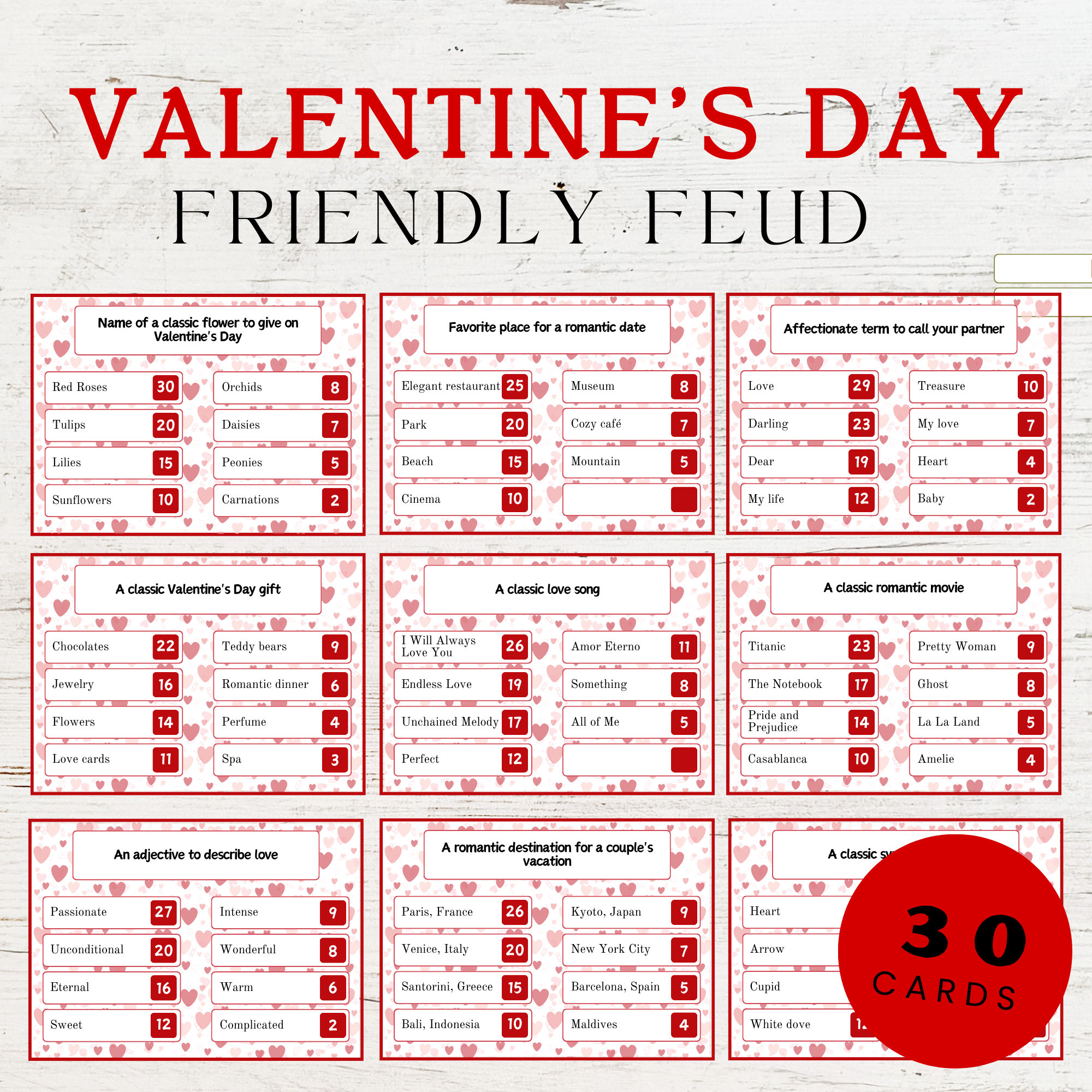 Valentines Day Friendly Feud Valentines Day Party Game Valentines ...