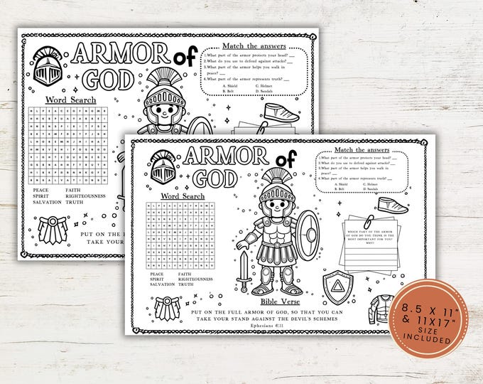 Armor of God Activity Coloring Pages DIGITAL DOWNLOAD // Printable ...