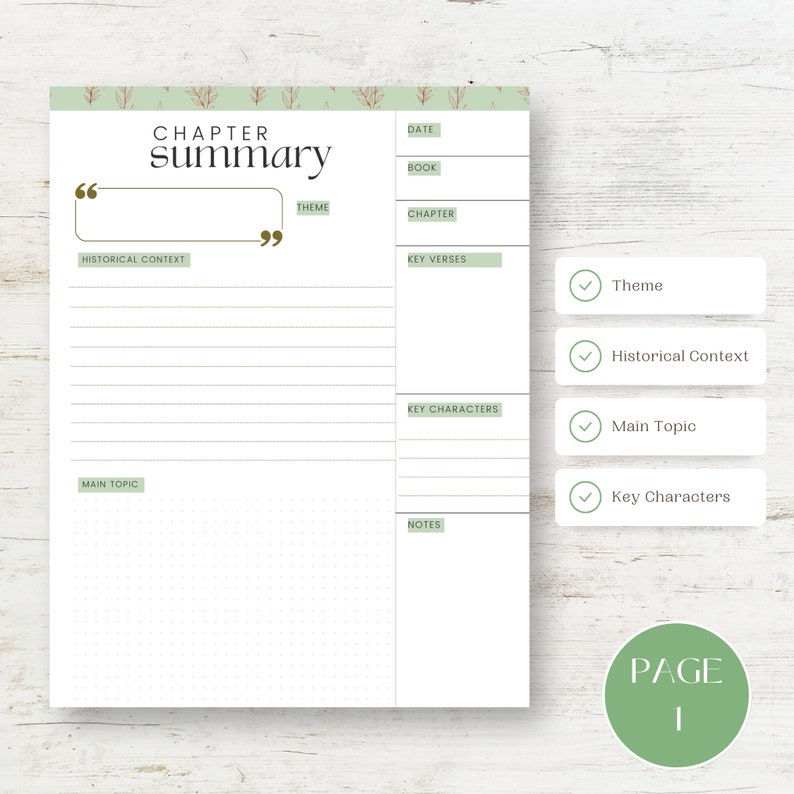 Printable Bible Chapter Summary Template: Organize Your Bible Study ...