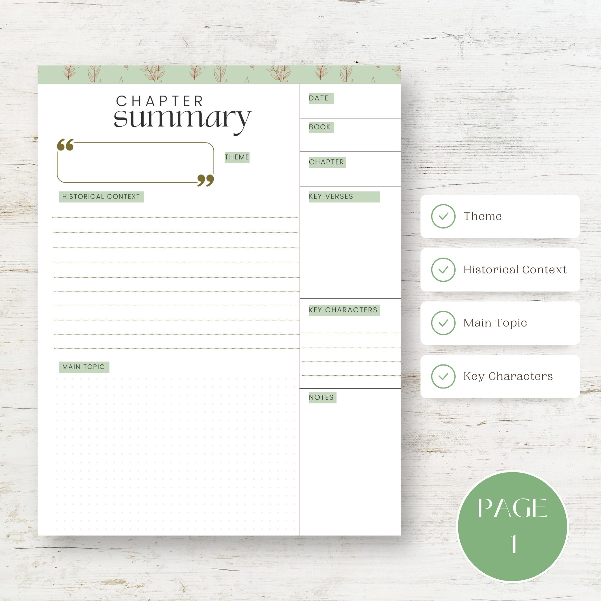 Printable Bible Chapter Summary Template: Organize Your Bible Study ...