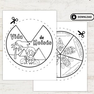 Story of Moses Coloring Wheel SPANISH, Bible Coloring Wheel, Printable ...
