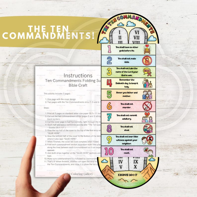 Ten Commandments Folding Surprise Bible Craft, Bible Lesson for ...