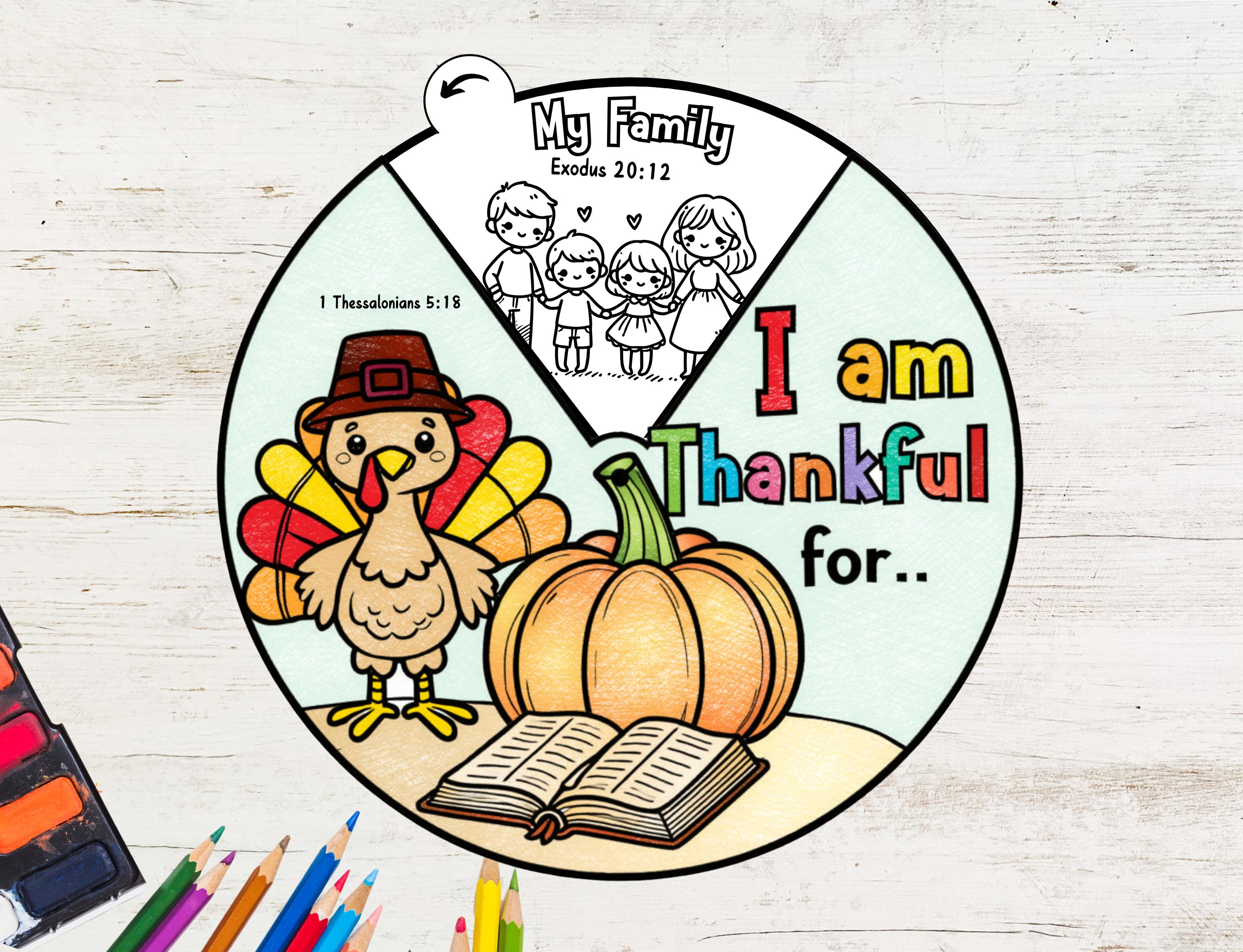 I Am Thankful for - Coloring Wheel, Thanksgiving Coloring Wheel ...
