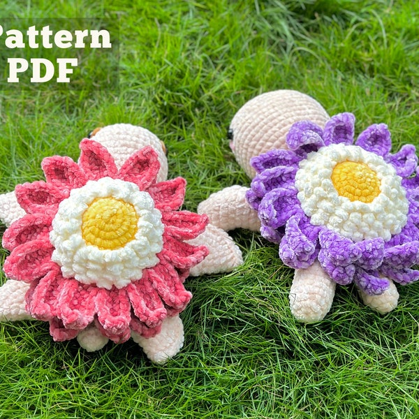 African Flower Crochet Turtle - Etsy