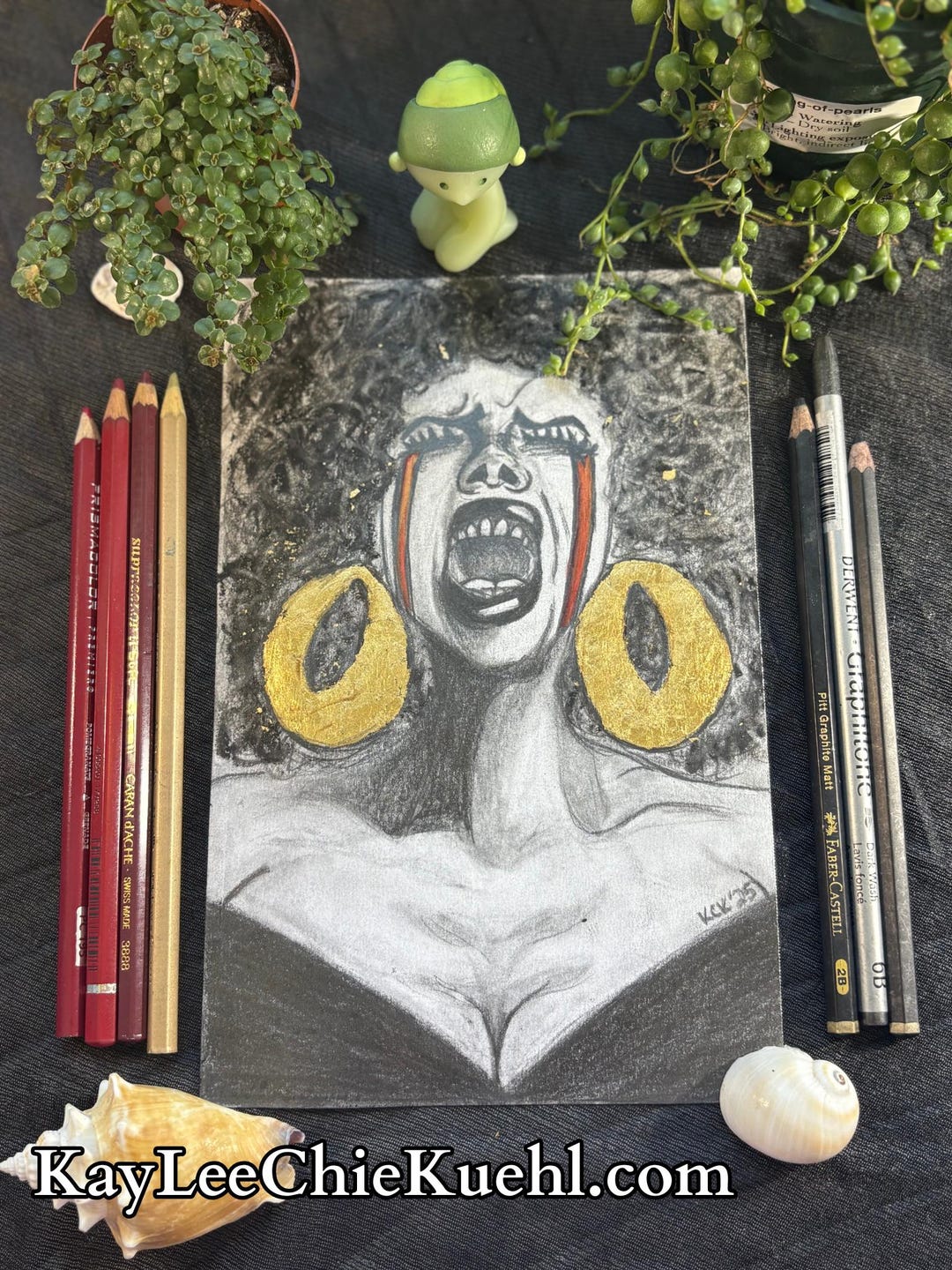 BLOOD SCREAM - Gold Leaf, Fine Art Print, Wall Art, Graphite Drawing ...