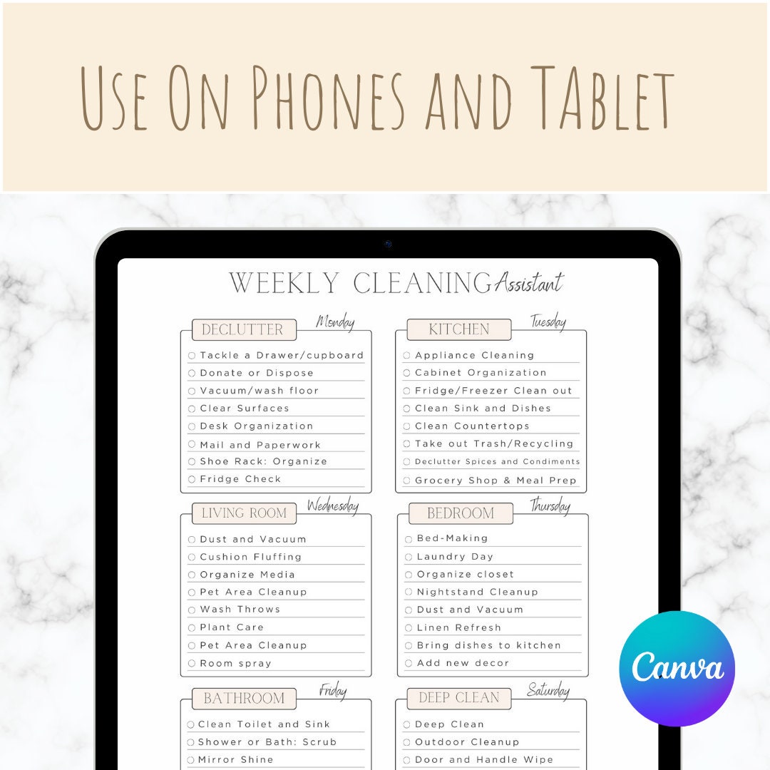 Streamline Your Space With Our Minimalist Weekly Cleaning Assistant ...