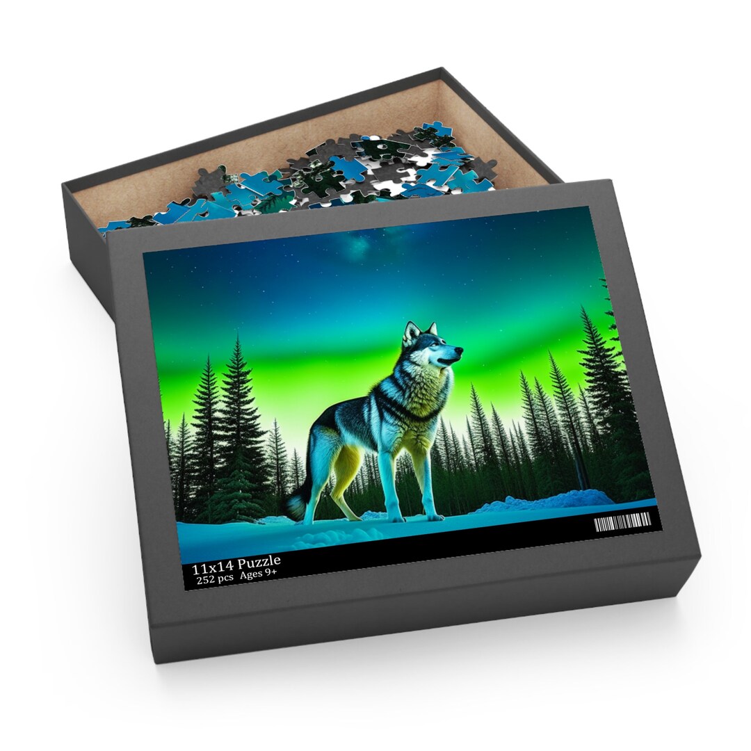 Wolf Under the Northern Lights in Alaska Puzzle 120, 252, 500-piece - Etsy