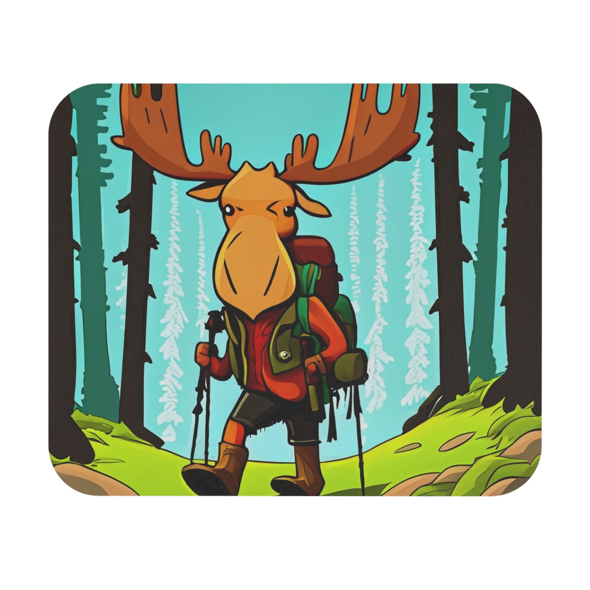 Hiking Moose Mouse Pad rectangle - Etsy