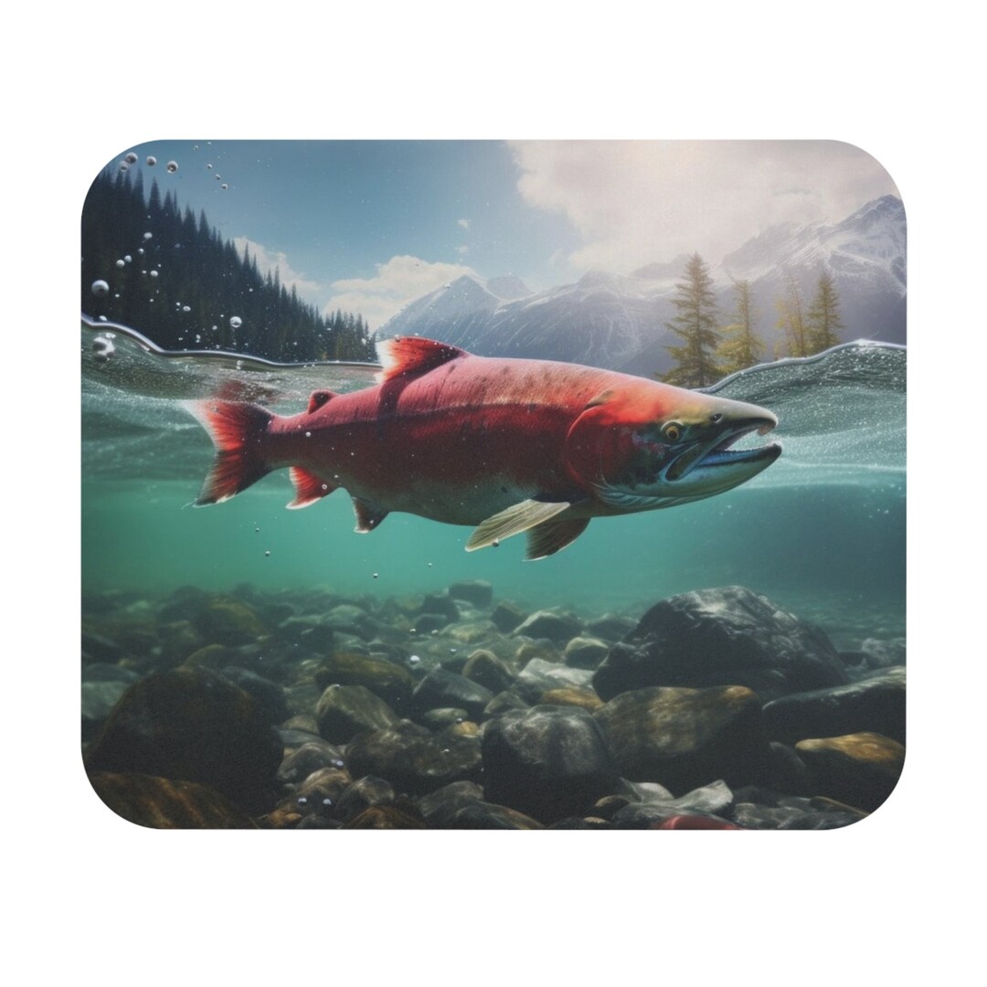 Red Salmon Mouse Pad rectangle - Etsy