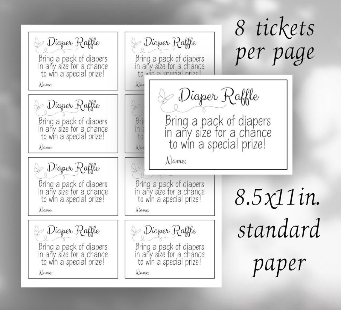 Diaper Raffle Tickets, Instant Digital Download Baby Shower Sprinkle ...