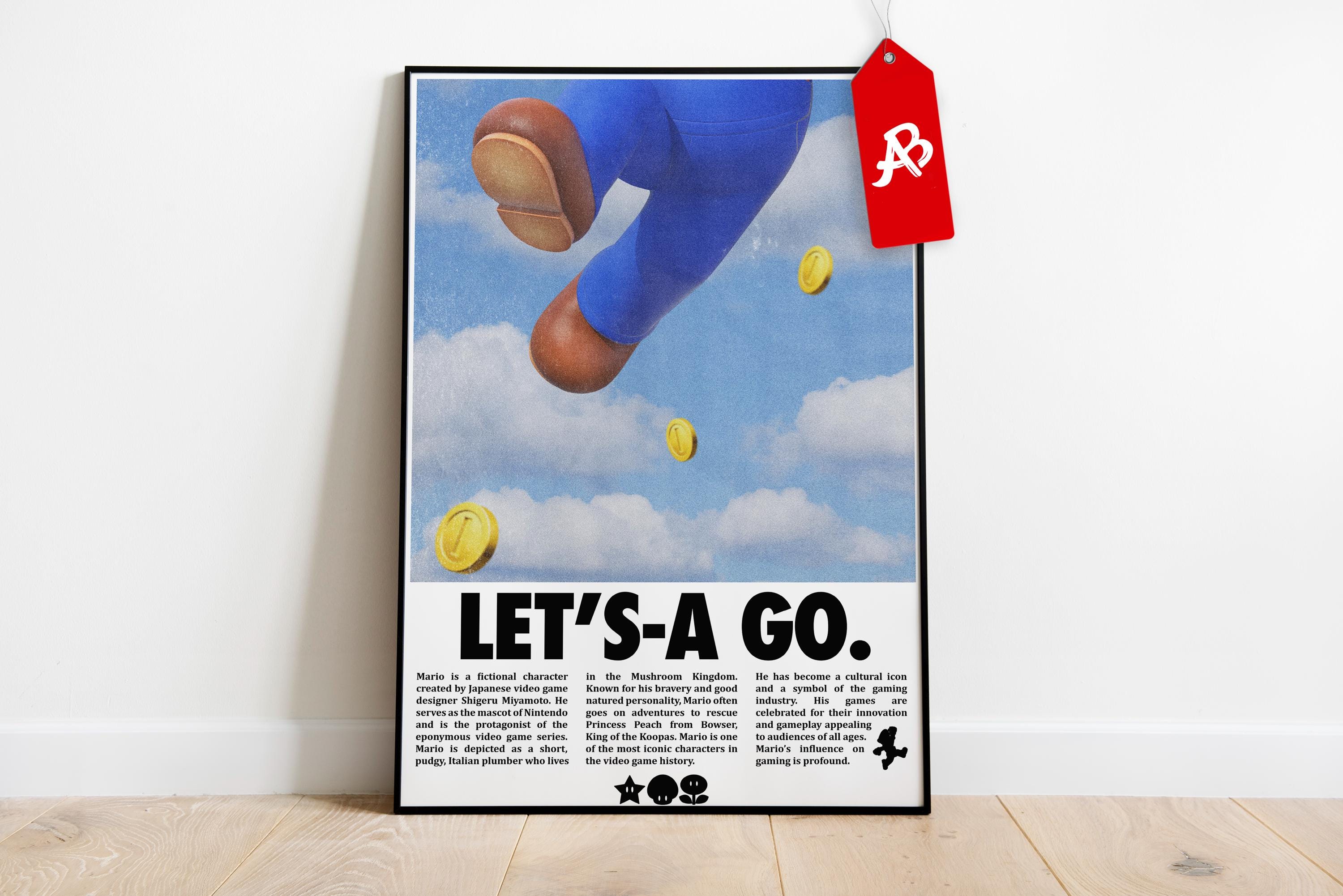 Mario Vintage Nike Poster, Digital Poster Download, Printable Wall Art ...
