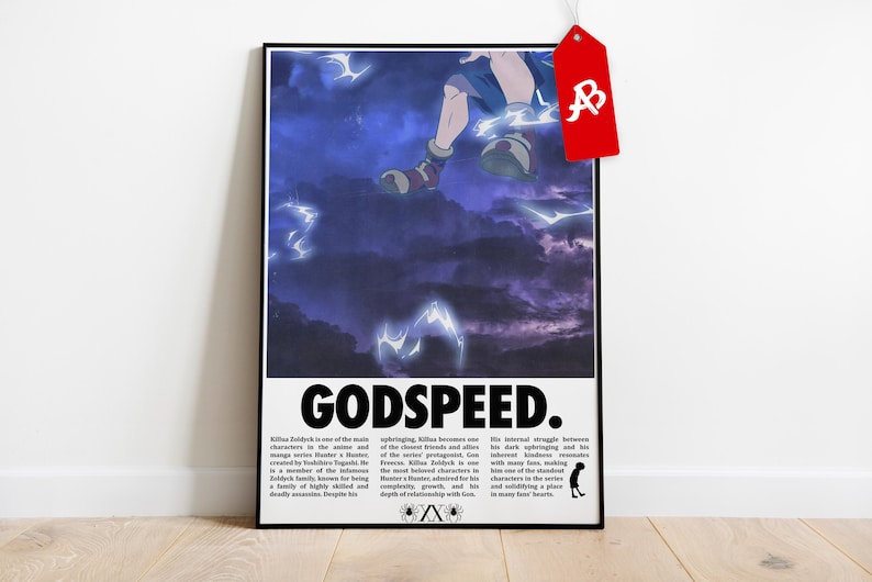 Killua ‘godspeed’ - Vintage Nike Poster, Digital Poster Download ...