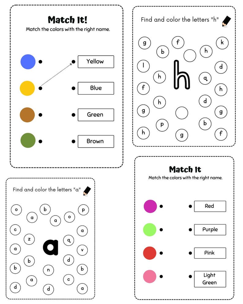 Alphabet Color and Match Kindergarten Printable Worksheet PDF Printable ...