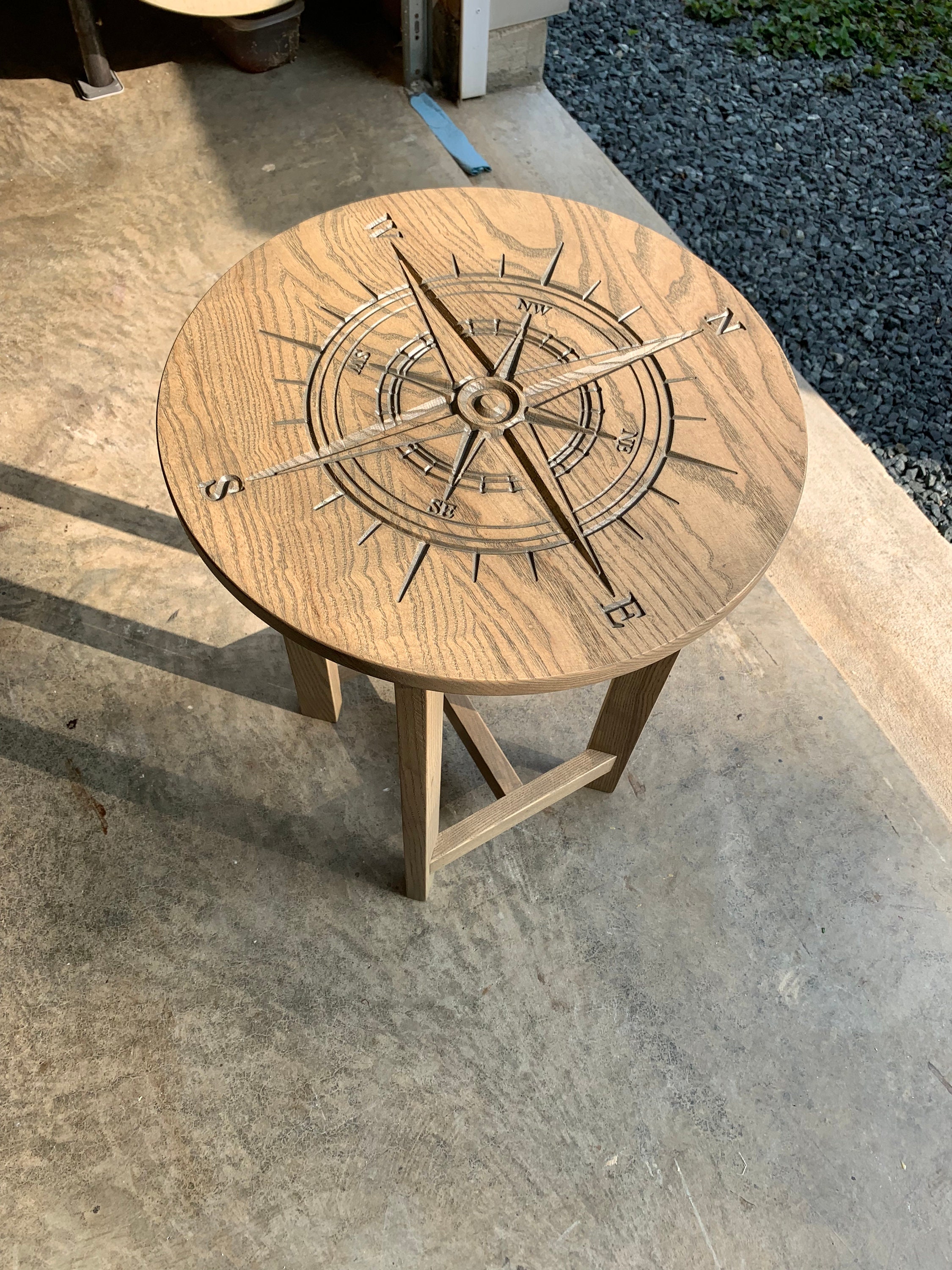 Custom Engraved Nautical Compass End Table - Etsy