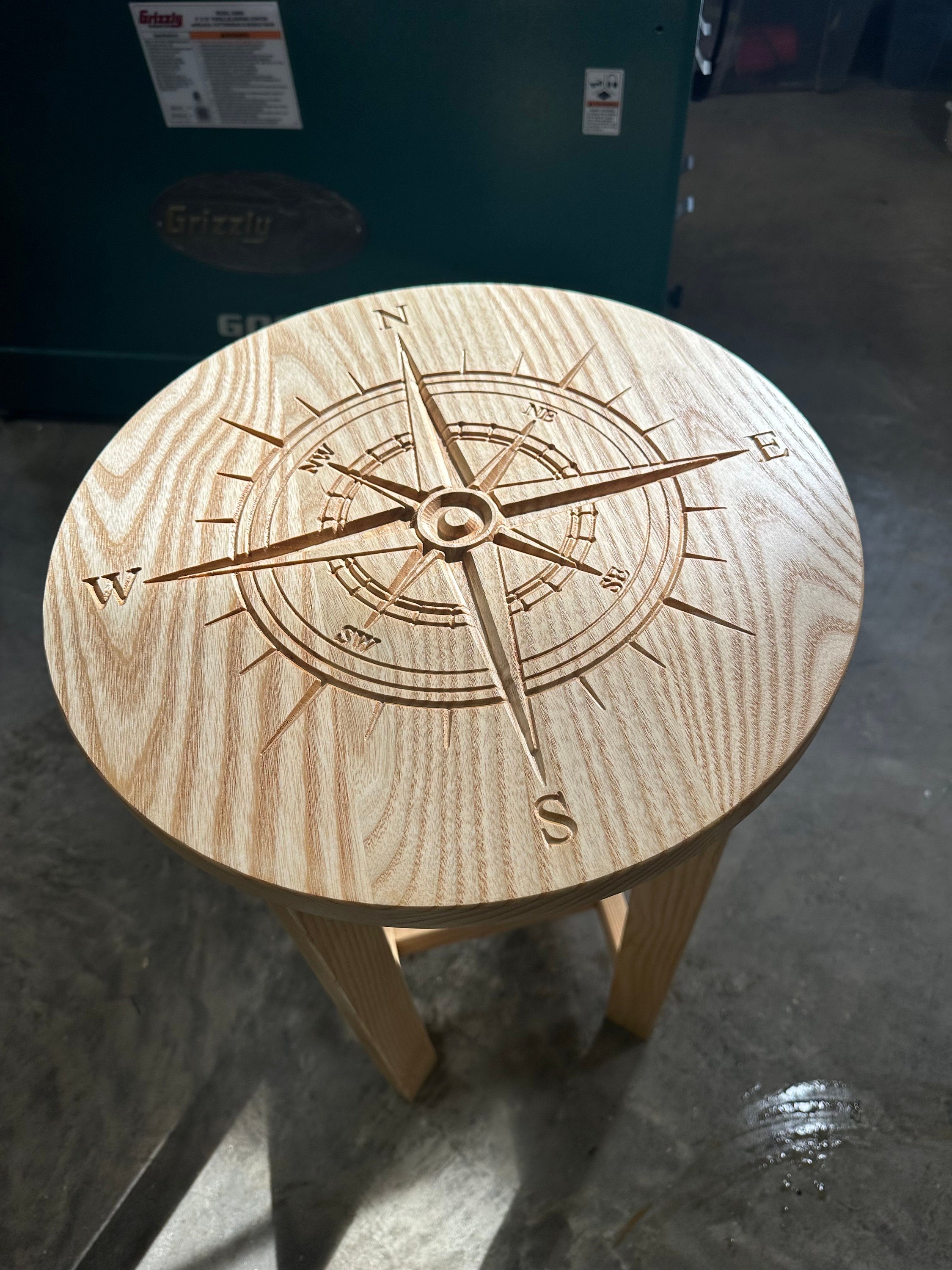 Custom Engraved Nautical Compass End Table - Etsy