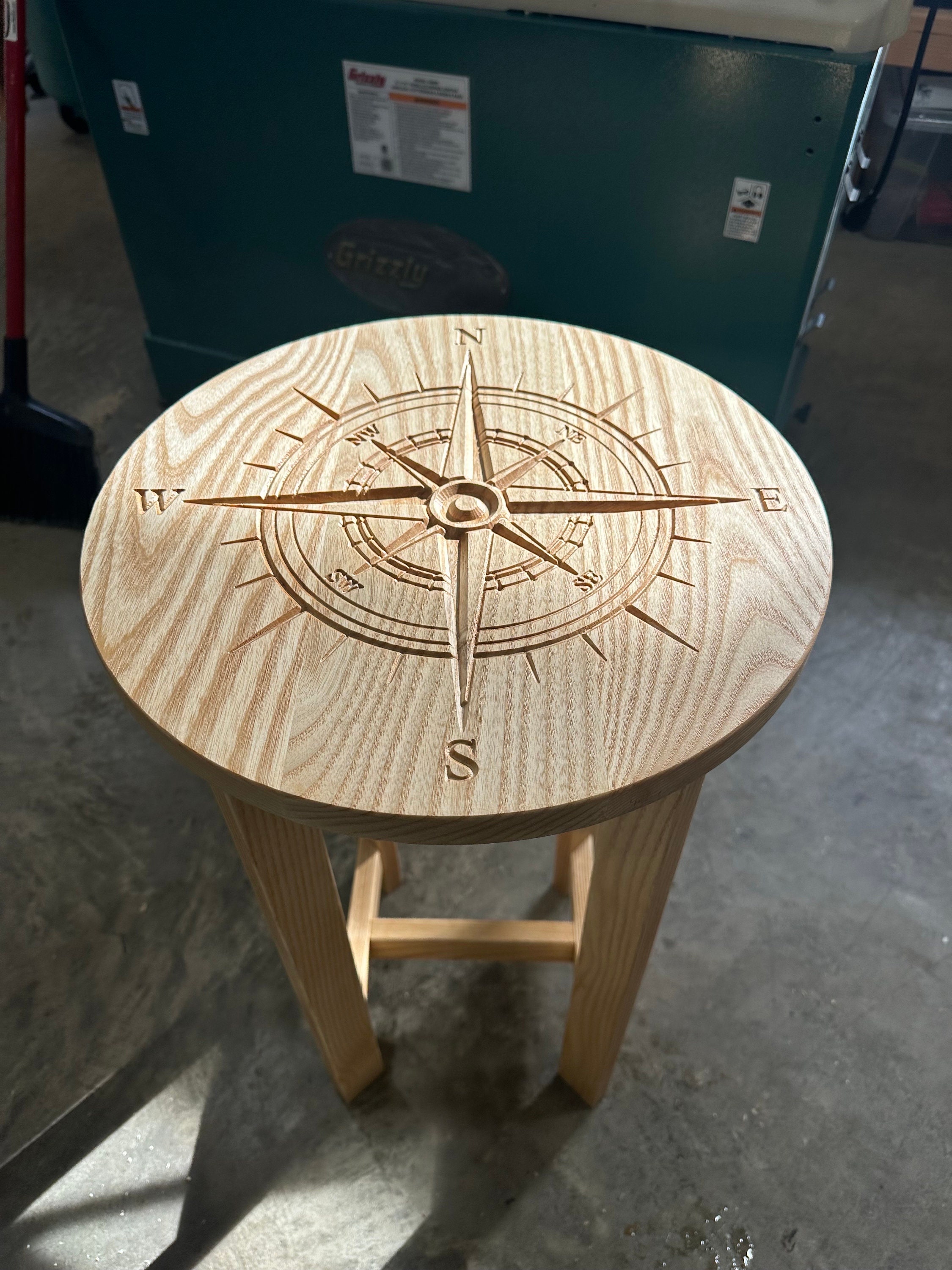 Custom Engraved Nautical Compass End Table - Etsy