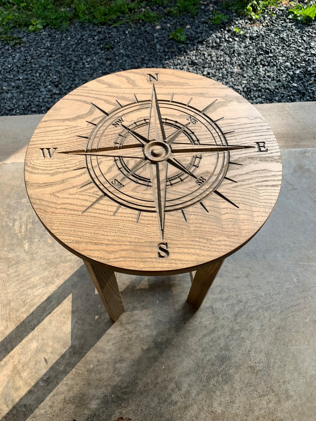 Custom Engraved Nautical Compass End Table - Etsy