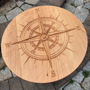 Solid Cherry End Table With Engraved Compass - Etsy