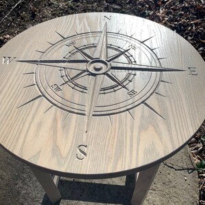 Custom Engraved Nautical Compass End Table - Etsy