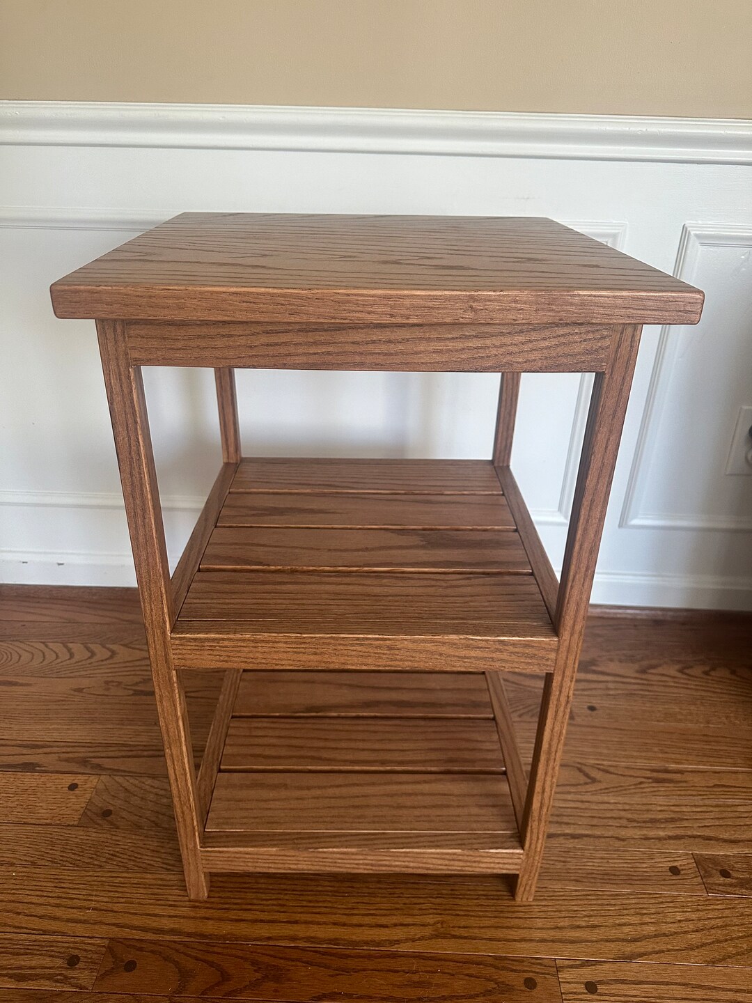 Solid Red Oak End Table With Two Shelves - Etsy
