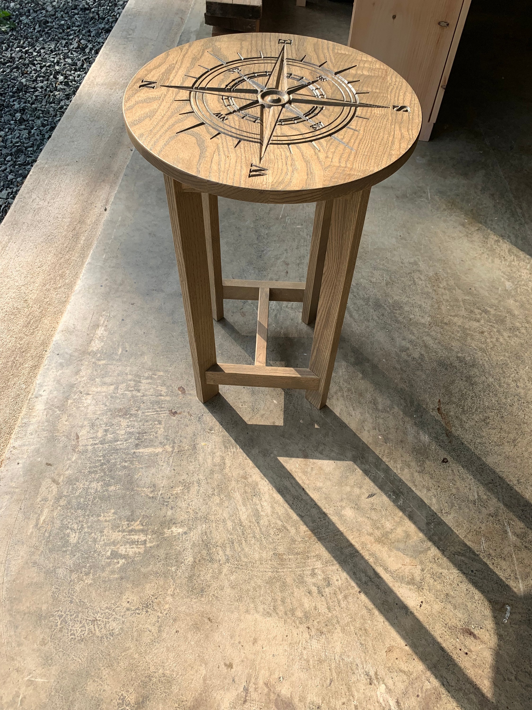 Custom Engraved Nautical Compass End Table - Etsy