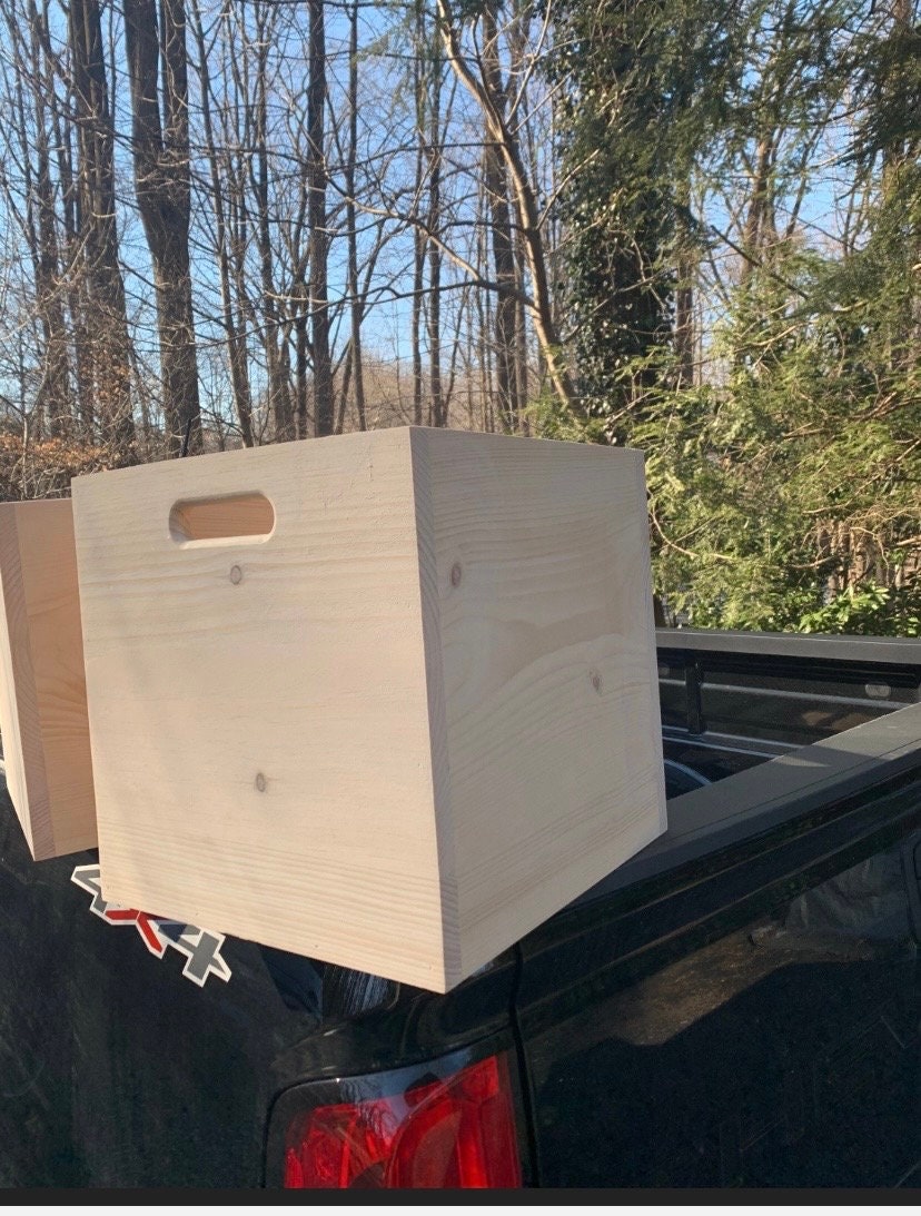 Solid Wood Vinyl Record Storage Box 14.5 X 14.5 X14tall Solid Wood ...