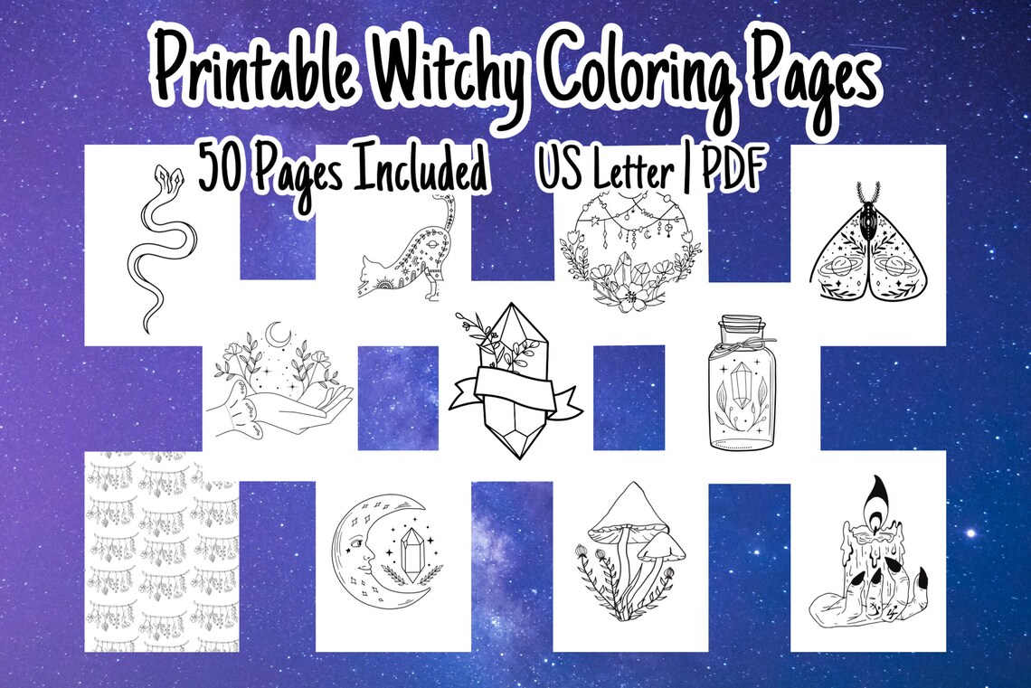 Printable Witch Mystical Coloring Pages, Adult Printable Coloring Pages ...