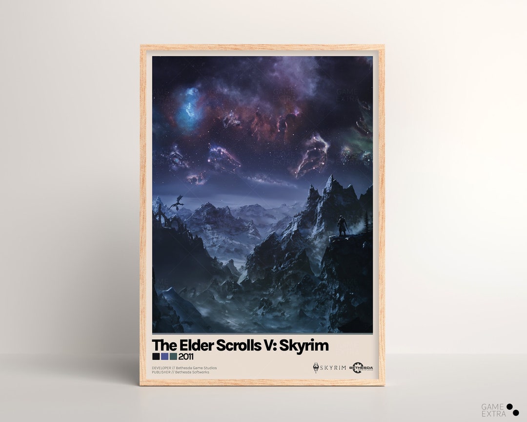Skyrim Poster [ Light & Dark Mode | Minimalist | Physical Print | Video ...