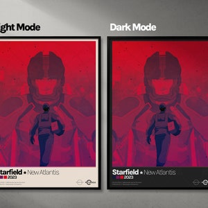 Starfield Poster Light & Dark Mode Minimalist Physical Print Video Game ...