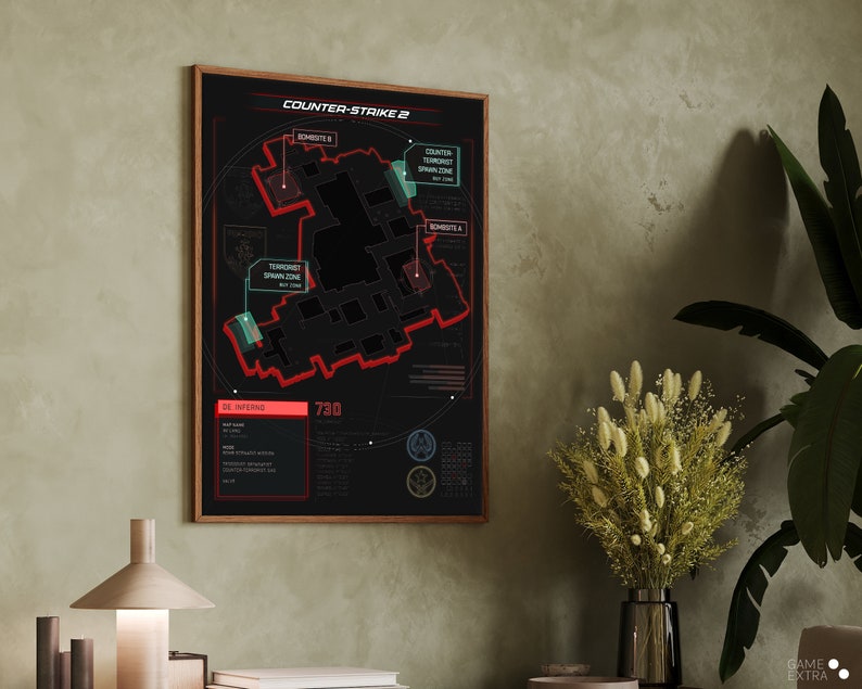 Counter-strike X Inferno Map Poster Game Wall Art Poster Print Art ...