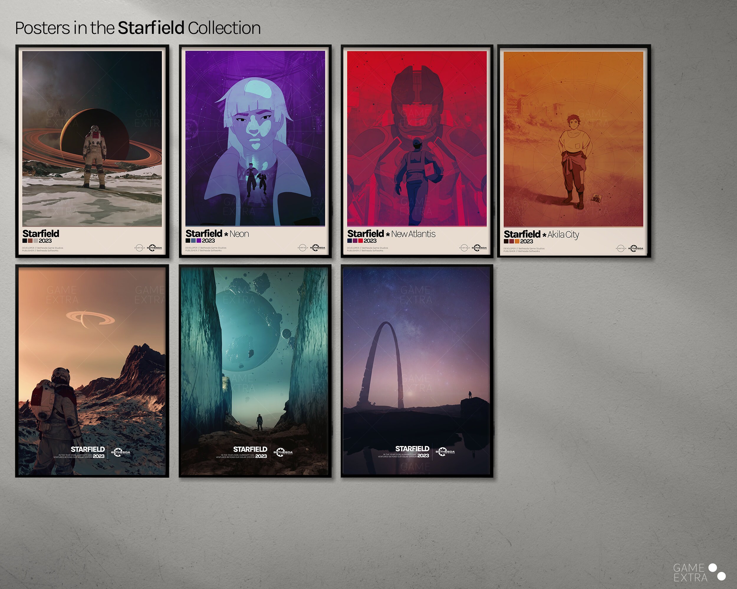 Starfield Poster Light & Dark Mode Minimalist Physical Print Video Game ...
