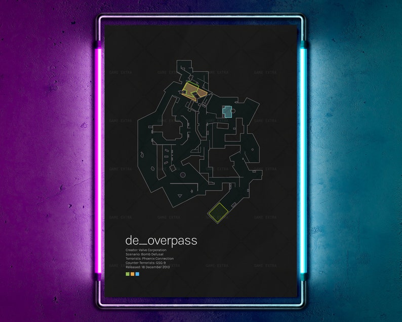 Counter-strike X Overpass Map Poster Game Wall Art Poster Print Art ...