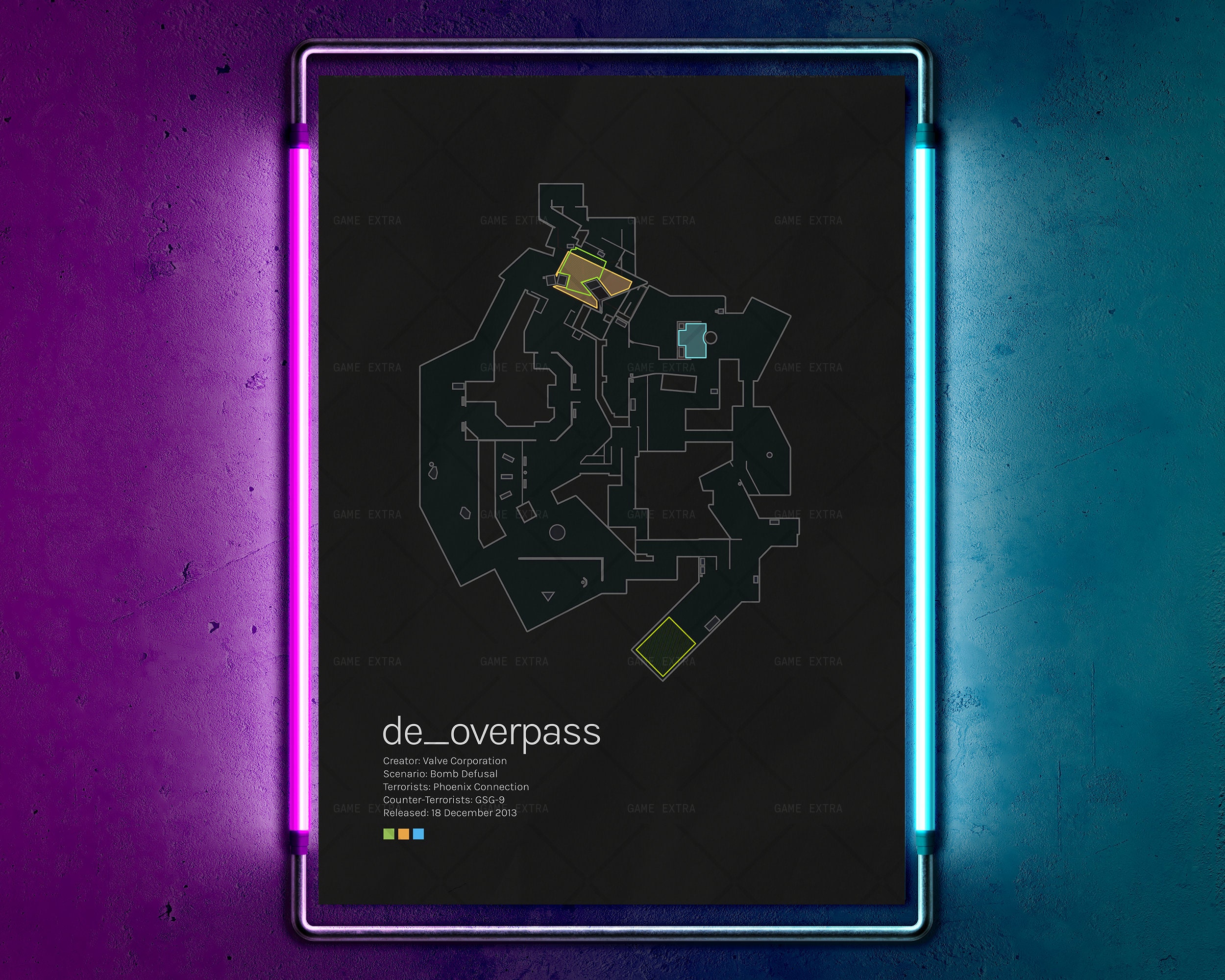 Counter-strike X Overpass Map Poster Game Wall Art Poster Print Art ...