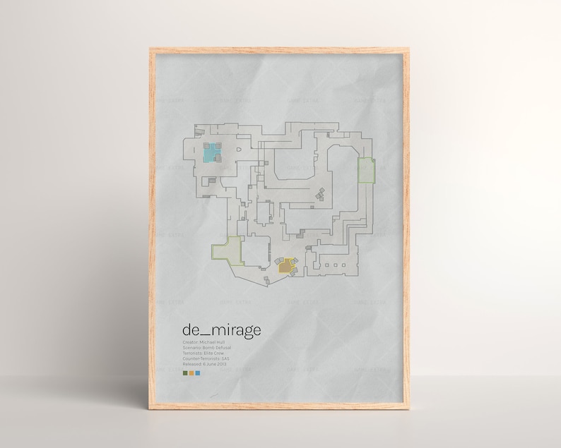Counter-strike X Mirage Map Poster Game Wall Art Poster Print Art Print ...