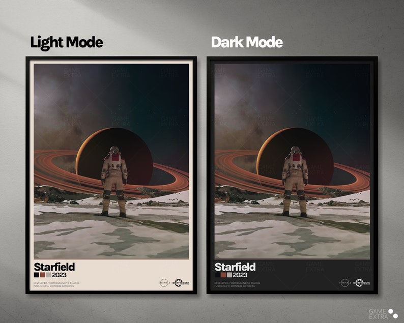 Starfield Poster Light & Dark Mode Minimalist Physical Print Video Game ...