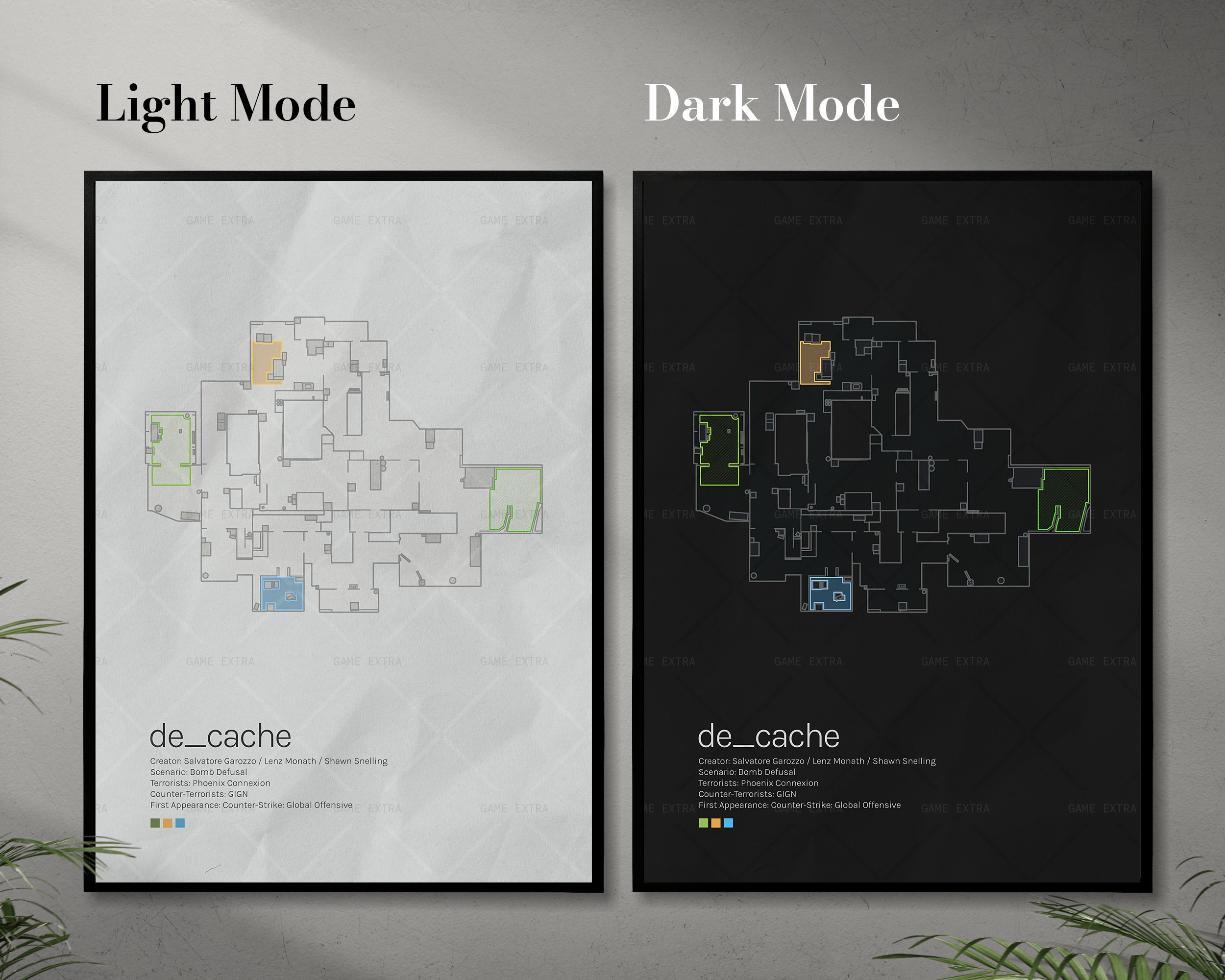 Counter-strike X Cache Map Poster Game Wall Art Poster Print Art Print ...