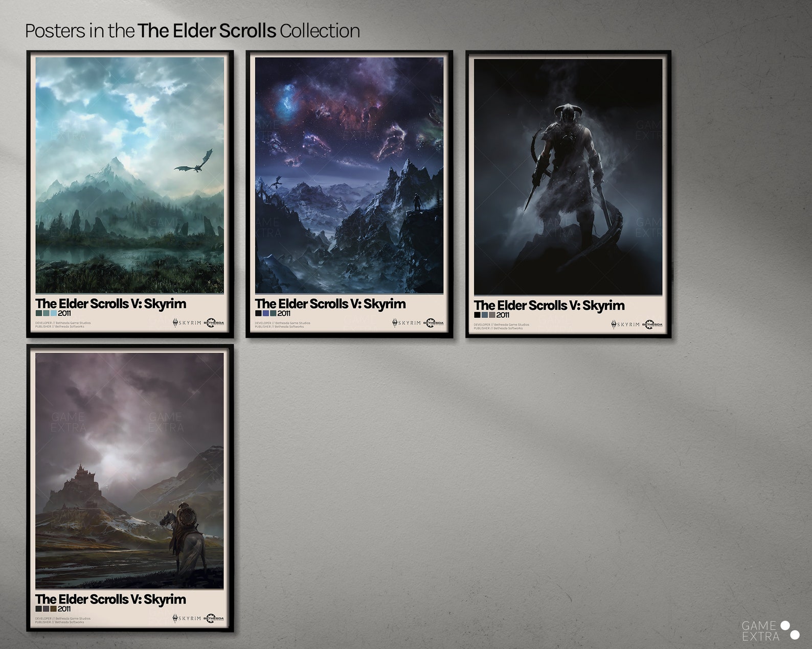 Skyrim Poster Light & Dark Mode Minimalist Physical Print Video Game ...