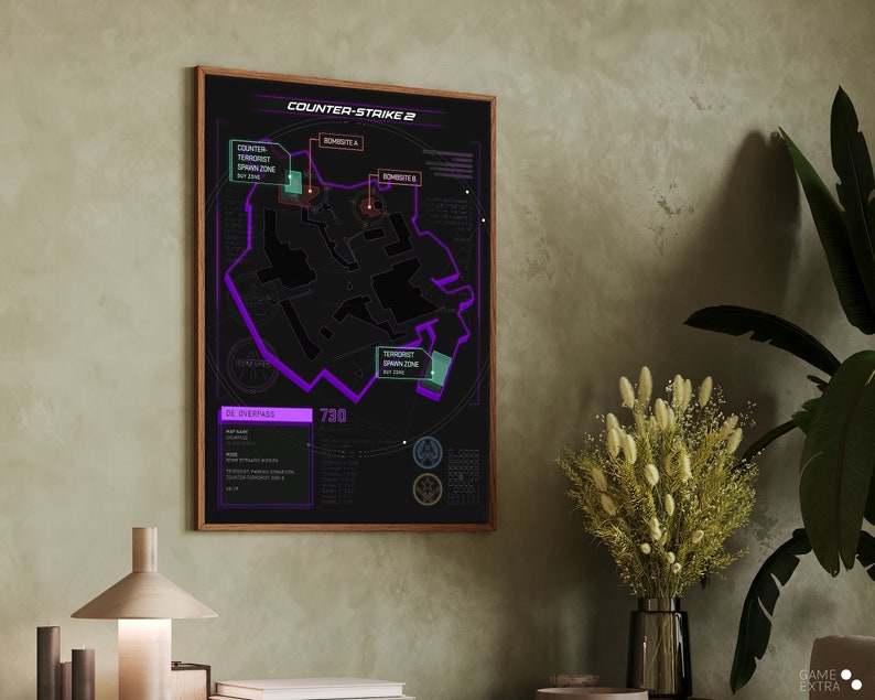 Cartel del mapa Counter-Strike x Overpass Arte de la pared del juego ...