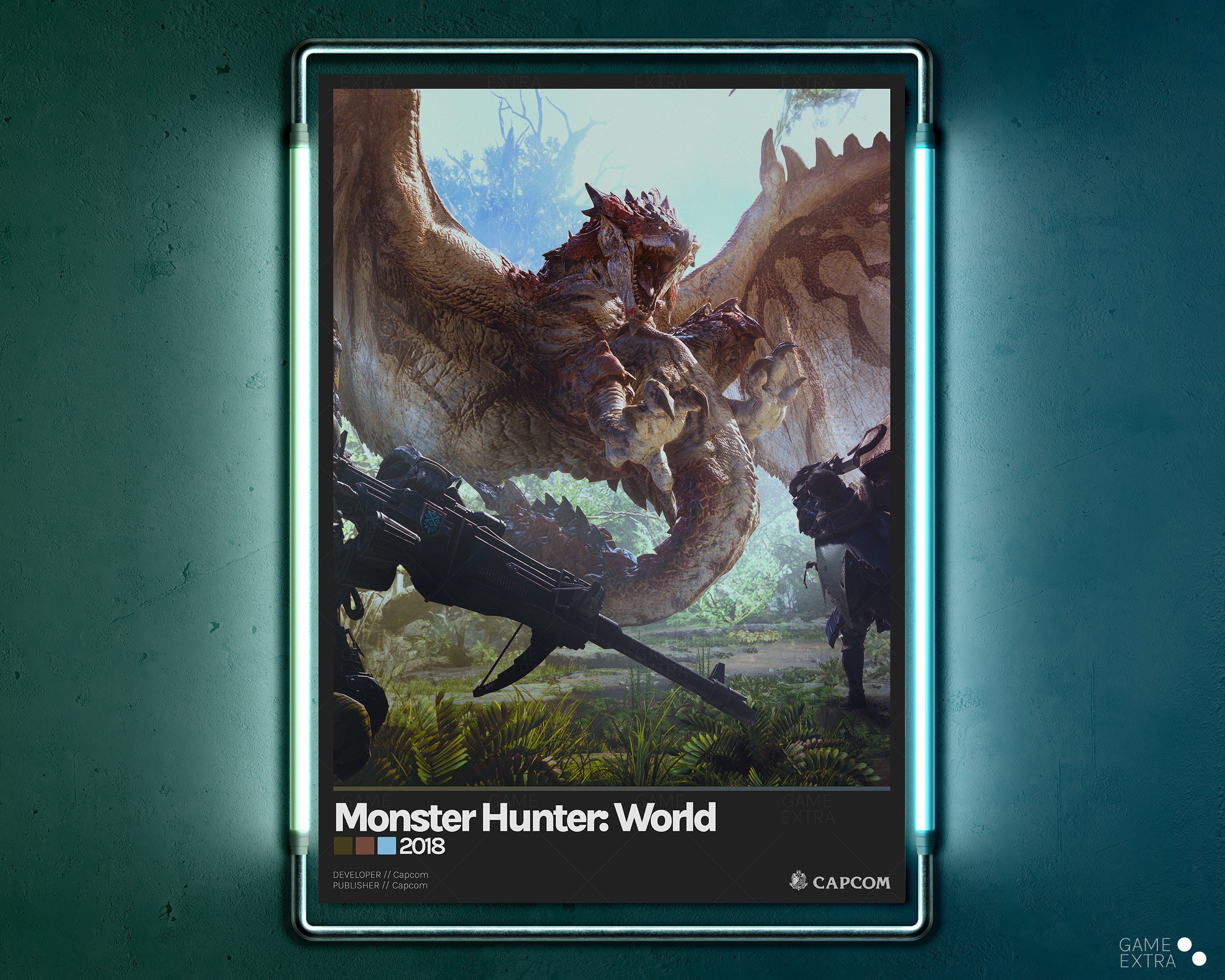 Monster Hunter: World Poster Light & Dark Mode Minimalist Physical ...